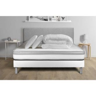 VITALIT Komplettpaket Bett - Matratze 140x190 cm + Lattenrost (im Set) + 2 Kopfkissen + Bettdecke - Vital Relax