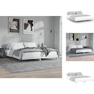 vidaXL Bettgestell Hochglanz-Wei&szlig; 140x200 cm Holzwerkstoff - Betten - Bettgestell - Doppelbett - Wei&szlig;es Bett - Holzrahmen
