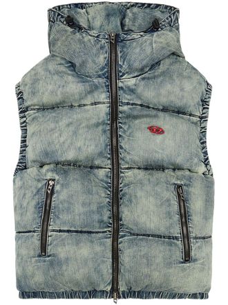 Diesel gilet matelassé en jean - Bleu