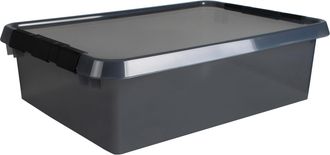 Helit Sunware 88002220 - Aufbewahrungsbox the comfort-line 32 L, grau transparent, Ordnungsbox mit Deckel