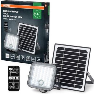 Osram LED-Solar-Au&szlig;enleuchte Endura Outdoor schwarz mit Flutlicht und Solar-Panel, 5 m langes Kabel, mit Fernbedienung und PIR-Bewegungsmelder, 10 W, 1400 l