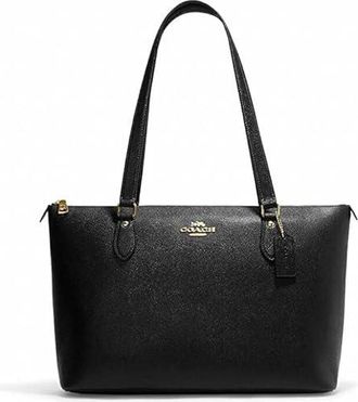 Coach Sac fourre-tout en cuir pour femme, noir, Large