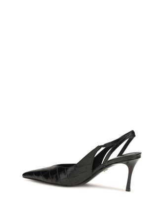 Ferragamo Crocodile-Effect Leather Slingback Pump - Black