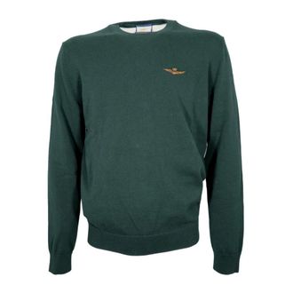 Aeronautica Rundhals-Baumwollstrick - - Knitwear - Herren - Gr&uuml;n - 3XL