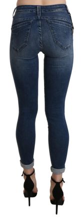 Ermanno Scervino Womens Blue Washed High Waist Skinny Cropped Cotton Jeans Clothing