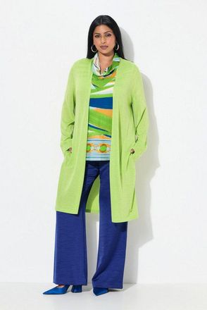 Ulla Popken Langjacke Long-Strickjacke offene Form V-Ausschnitt