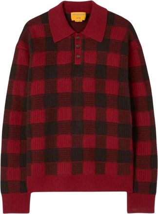 Guest In Residence Polo &agrave; carreaux Allday - Homme - Tops - Rouge - Taille: XL