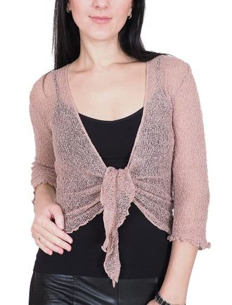 Mimosa Damen geh&auml;kelter Bolero offener Cardigan Glitzer oder einfarbige super Dehnbare Spitzen-Fischnetz-Strickjacke Normal und &Uuml;bergr&ouml;&szlig;e