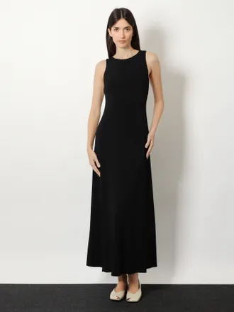 Max Mara Womens Long Dress Mxppania Black Viscose