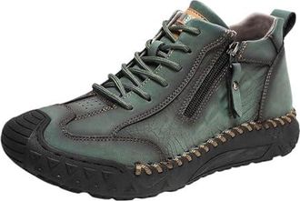 Generic Bottes Chukka d&eacute;contract&eacute;es en cuir pour homme - Mocassins l&eacute;gers &agrave; enfiler avec fermeture &eacute;clair lat&eacute;rale pour la conduite et la marche, Vert, 45 1/3