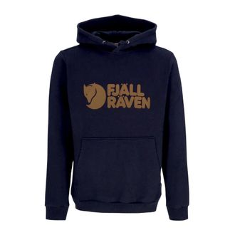 Fj&auml;llr&auml;ven Dunkelblaues Logo Hoodie Pl&uuml;sch Sweatshirt - - Sweatshirts & Hoodies - Herren - Blau - S