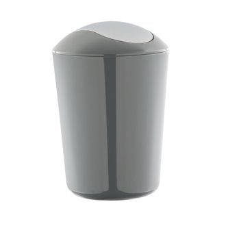 axentia Axentia Schwingdeckeleimer, ca. 5 L Kosmetikeimer aus grauem Kunststoff, geruchsaufhaltender Mülleimer mit verchromtem Schwingdeckel