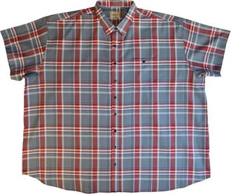 Kamro Chemise &agrave; manches courtes pour homme, grande taille, &agrave; carreaux gris/rouge/bleu, 9XL-12XL, Gris/rouge/bleu &agrave; carreaux, 9XL grande taille