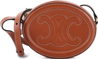Celine Triomphe Oval Leather Mini crossbody bag - Braun