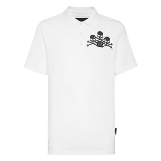 Philipp Plein Polo Shirt SS Skull - - Tops - Herren - Wei&szlig; - L