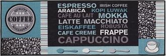 Andiamo Teppich Läufer Cafe Creme - Küchenläufer Flur Läufer mit Kaffe Schriftzügen - Küchenteppich Küchenläufer 50 x 150 cm Grau-türkis