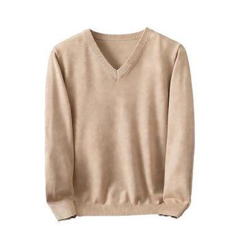 Generic Pull chaud &agrave; col en V pour homme - Coupe r&eacute;guli&egrave;re - Manches longues - V&ecirc;tement de travail d&eacute;contract&eacute; - Superposition intelligente - Automne et hiver