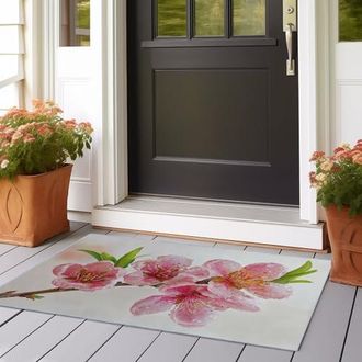 Generic Rose Lavable en Machine Tapis Salon Fleurs Fleurs de Cerisier Nature, 140 x 200 cm Doux Tapis de Sol Pelucheux Dessous Antid&eacute;rapant, Entree Interieur 