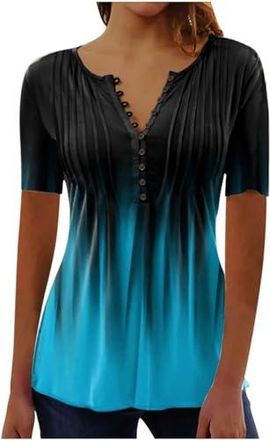 Generic Femme Tee Shirt Coton Loisirs Blanc T-Shirt Top 3/4 Manches D&eacute;t&eacute; Lache Basique Tshirt Sport Confortable &Agrave; Col en V Haut Tunique Manches 3/4 Casual Tee