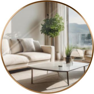 Clp Wandspiegel Elsie I Runder Spiegel in unterschiedlichen Größen I Rahmentiefe 3 cm, ideal für Wohnzimmer, Schlafzimmer oder Bad, Farbe:Gold matt, Größe