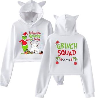 Generic Le Grinch Sweat A Capuche Femme Noël De The Pull Costume Deguisement Vêtements Sweet Moche Adulte Vetement Pulls Plaid Chaud Noel Femmes Pyjama Pilou 