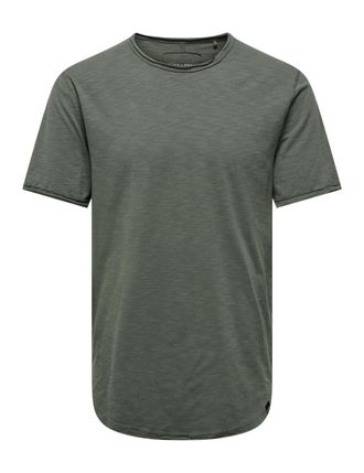 Only & Sons Herren O&S Rundhals T-Shirt Langes Einfarbiges Kurzarm Shirt Basic Shortsleeve aus Baumwolle ONSBENNE