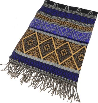 Guru Shop Weicher Pashmina Schal/Stola, Schultertuch, Plaid - Inka Muster Blau, Herren/Damen, Synthetisch
