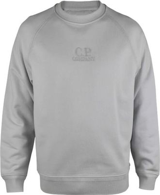 C.P. Company C.p. Company, Homme, Sweatshirts et sweats &agrave; capuche, Gris, Taille: L SweaT-shirt ras du cou avec logo en molleton diagonal Diagonal Raised Fleece
