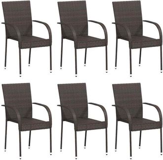 vidaXL Vidaxl - Chaises empilables dext&eacute;rieur 6 pcs R&eacute;sine tress&eacute;e Marron