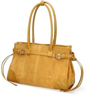 Gave Lux Sac &agrave; bandouli&egrave;re pour femme en cuir v&eacute;ritable Made in Italy 31,5 x 20 x 14 cm GLX228103723FBG, Moutarde, Taille unique