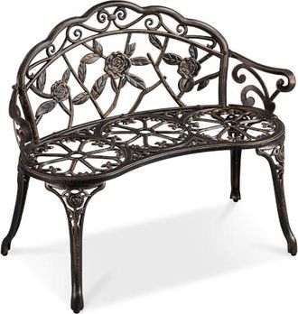 Yaheetech Banc de Jardin Ext&eacute;rieur Mobilier de Jardin en Aluminium Si&egrave;ge de Parc Bronze Vintage avec Dossier 99,5 x 57 x 78,5cm