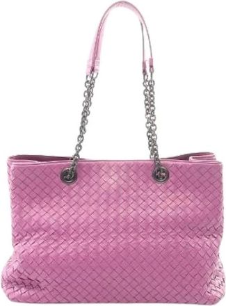 Bottega Veneta Sac cabas en cuir Intrecciato Pre-owned - Femme - Pre-owned - Rose - Taille: ONE Size