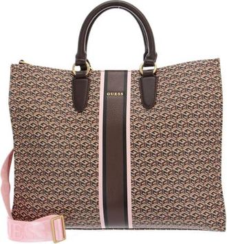 Guess Rianee Tote Brown Logo/Rose