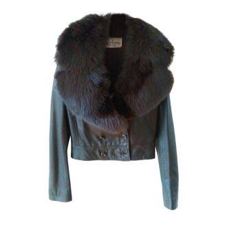 Valentino Garavani Valentino Vintage Leather Jacket with Fox Fur Collar