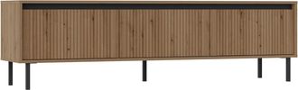 Selsey Osaka TV Lowboard, 3 Schubladen, MDF Fronten Eiche Evoke Laminat, Schwarze Metallfüße 15cm, Breite 178,6cm für Große TV, Einfach zu Reinigen, Fernsehs