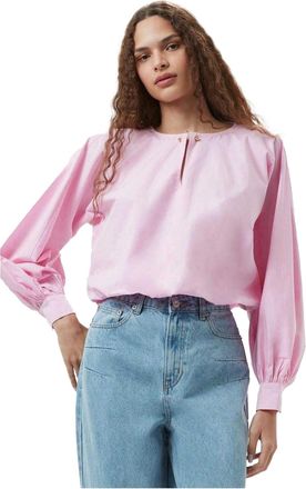 French Connection Cambria Bluse f&uuml;r Damen, Tropfenausschnitt, Ballon&auml;rmel (Bubblegum Rosa)