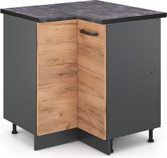 Vicco Eckunterschrank R-Line, Goldkraft Eiche/Anthrazit, 75.6 cm, AP Anthrazit