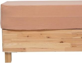 Atmosphera Atmosphera - Drap Housse Flora Gaze de Coton Rose 160x200cm