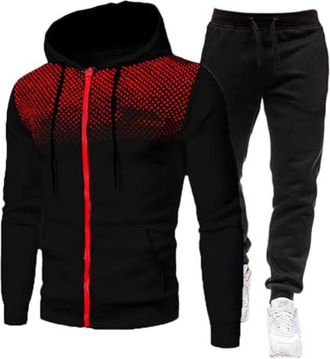 Missmao Surv&ecirc;tement Homme Ensemble Veste Sweat avec Capuche et Pantalon Jogging Ensemble Jogging de Sport 2 Pi&egrave;ces,Noir,XS