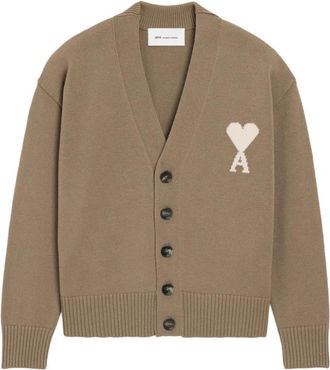 Ami Homme, Pulls, Brun, Taille: XL Intarsia Heart Cardigan