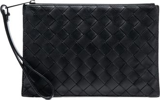 Bottega Veneta 2012-2025 Nappa Intrecciato Flat Wristlet Pouch clutch bag - Schwarz
