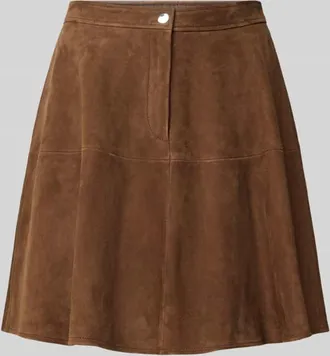 HUGO BOSS Regular Fit A-Linien Mini-Rock aus Veloursleder