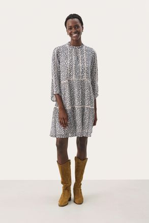 Part Two Kleid Gerade Passform Navy Mini Grid Flower multicolour