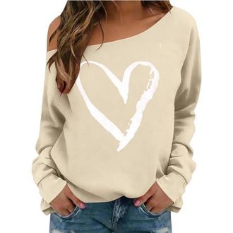 Generic 2026 Sweat Femme Saint-Valentin Manches Longues Pull-Over Col Rond Couleur Unie Haut Top Streetwear Oversize Vetement pour Printemps Automne Hiver Jac