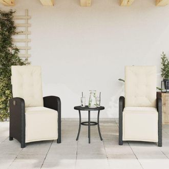 vidaXL Gartensessel mit Fu&szlig;teil 2 Stk. Verstellbar Schwarz Poly Rattan - Vidaxl