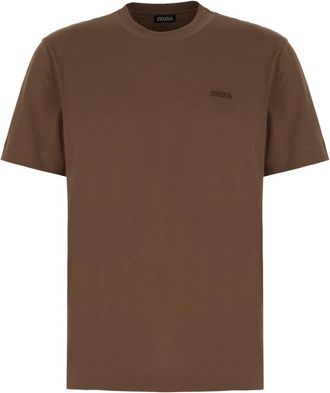 Ermenegildo Zegna Homme, Tops, Brun, Taille: M T-shirt &agrave; col rond