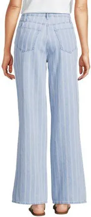 Lands End Gemusterte Jeans mit weitem Bein High Waist, Damen, Größe:42 regular, Blau, by Lands End