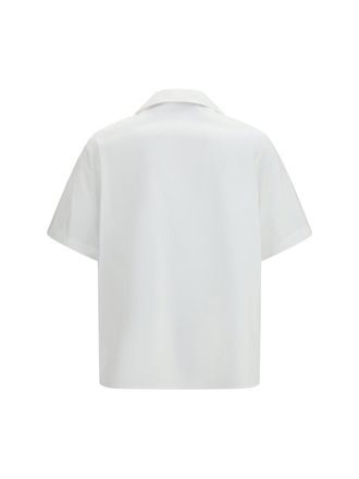 Valentino Mens Cotton Poplin Bowling Shirt With Vgold Bianco