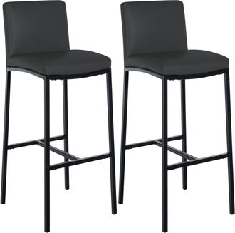 Clp Barhocker 2er Set, Barstuhl Freeport mit Rückenlehne und gepolstertem Sitz mit Fußablage in Kunstleder und Stoff, Farbe:dunkelgrau, Material:Kunstlede