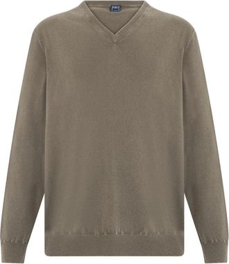 Fedeli Homme, Pulls, Beige, Taille: 6XL Pull en cachemire &agrave; col en V